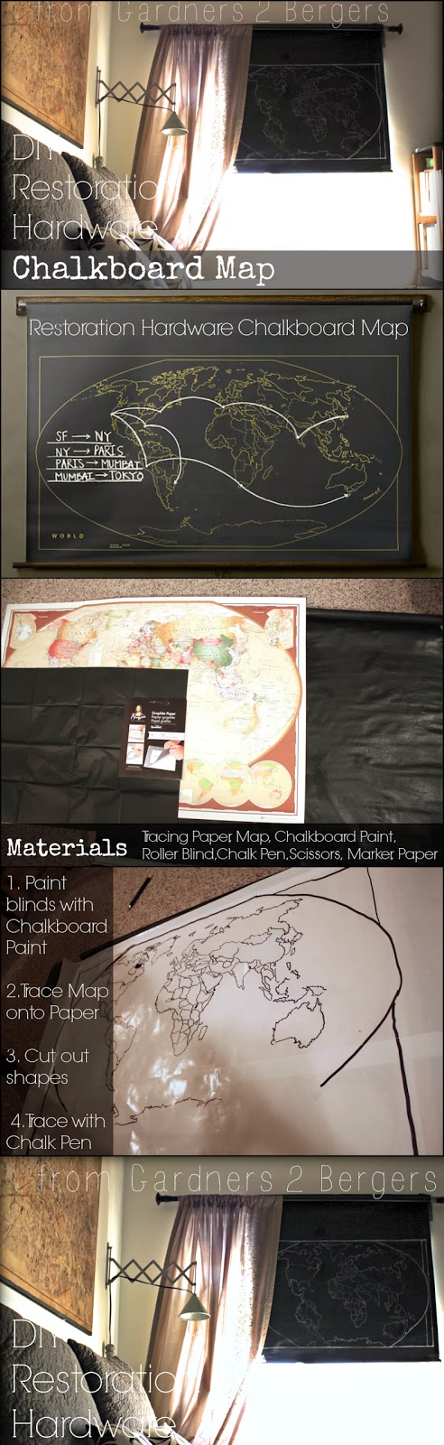from Gardners 2 Bergers: DIY Restoration Hardware Chalkboard Roller Map