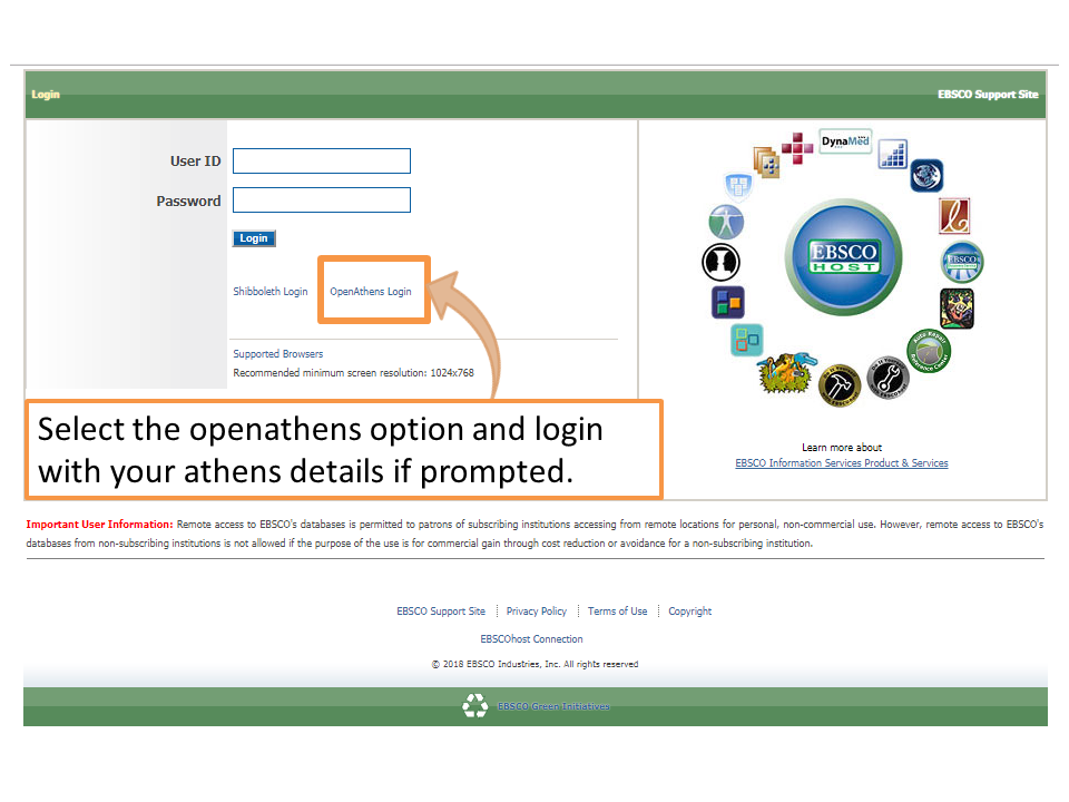 Ebsco Login to Cinahl and Medline with Full-Text for NHS Athens Users