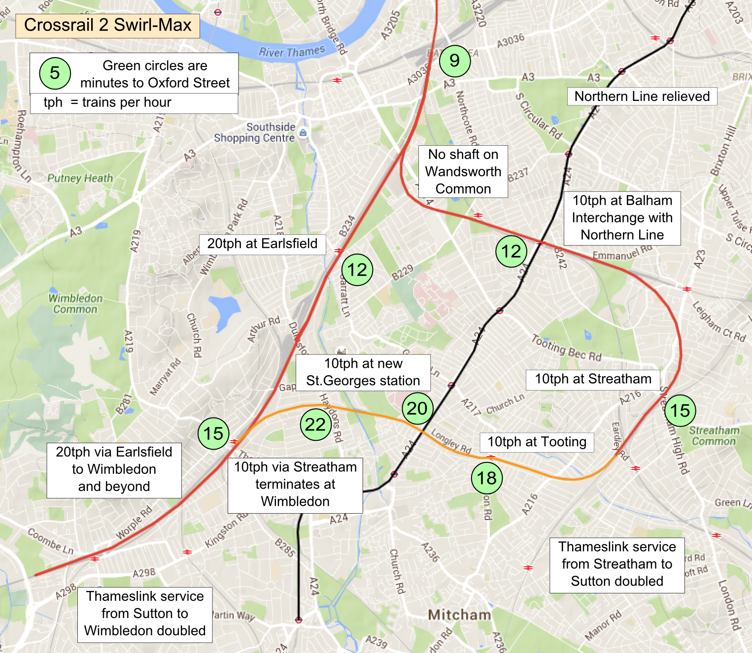 UK Rail: Crossrail 2 Swirl-Max - relieving the Northern Line