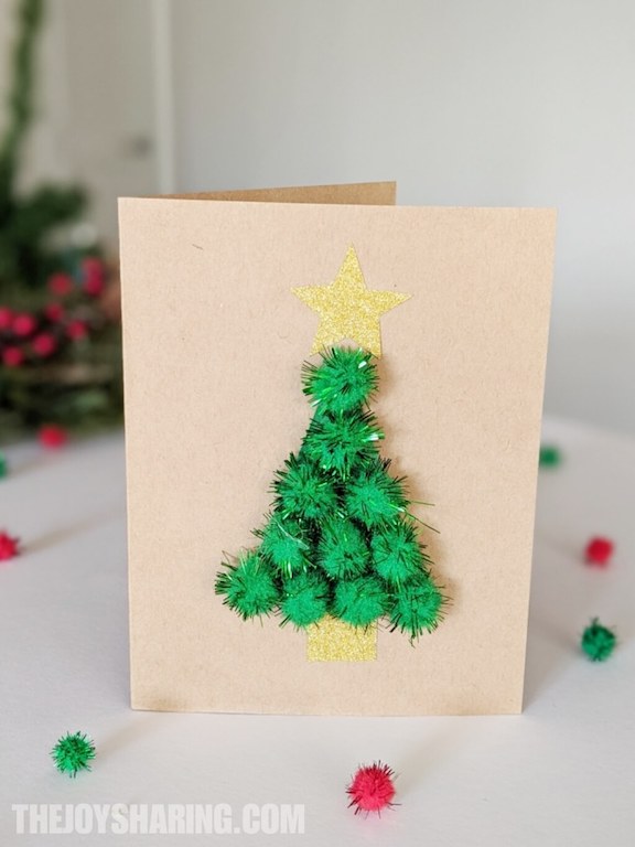 Pom Pom Tree Christmas Card - The Joy of Sharing