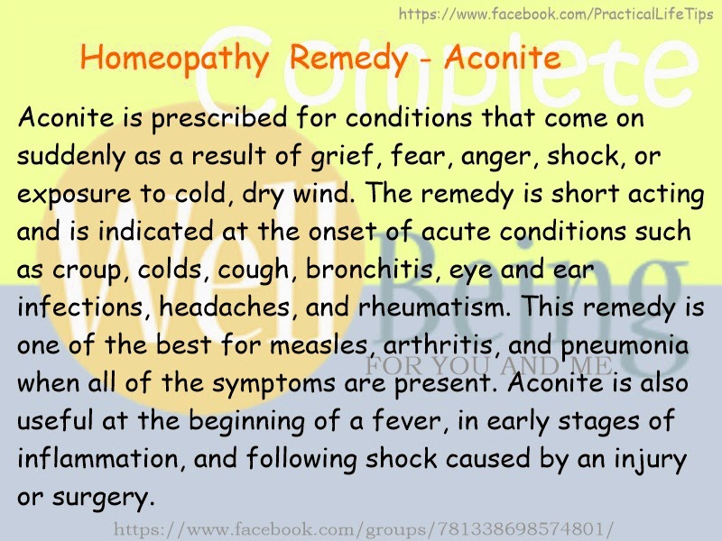 Practical Life Tips For You And Me: #Homeopathy #Remedy - #Aconite