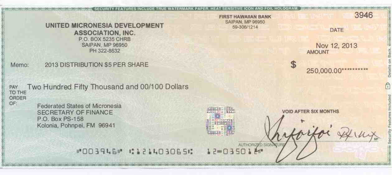 fsmupdates: President Mori receives a check of $250,000 for FSM from ...