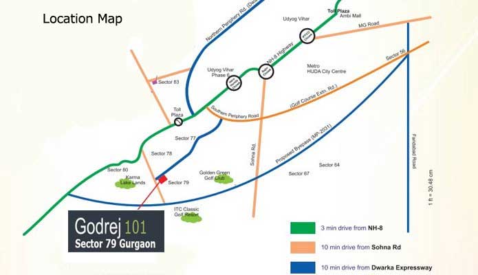 Godrej 101 Sector 79 Gurgaon Location Map: