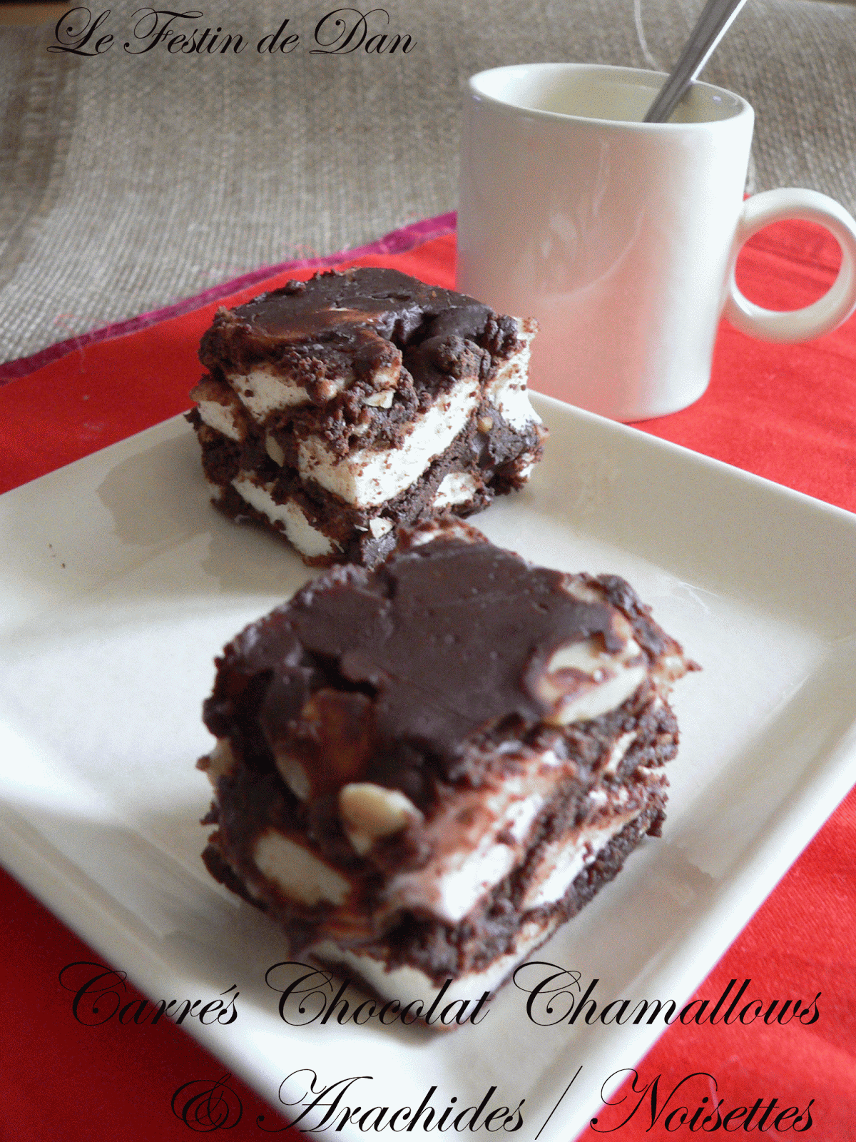 Le Festin de Dan: Carrés Chocolat, Chamallows & Arachides/Noisettes/Noix