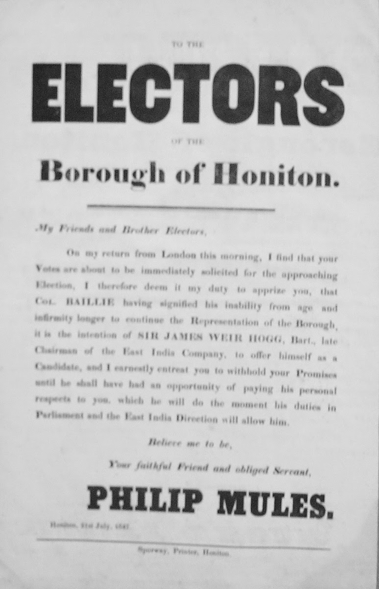Exeter Working Papers in Book History: Election ephemera: Honiton