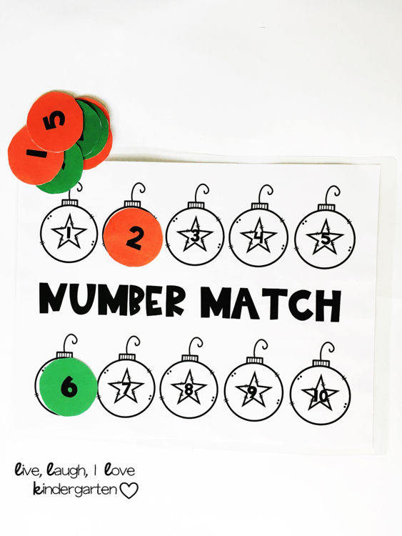 Ornament Number Match | Live, Laugh, I LOVE Kindergarten