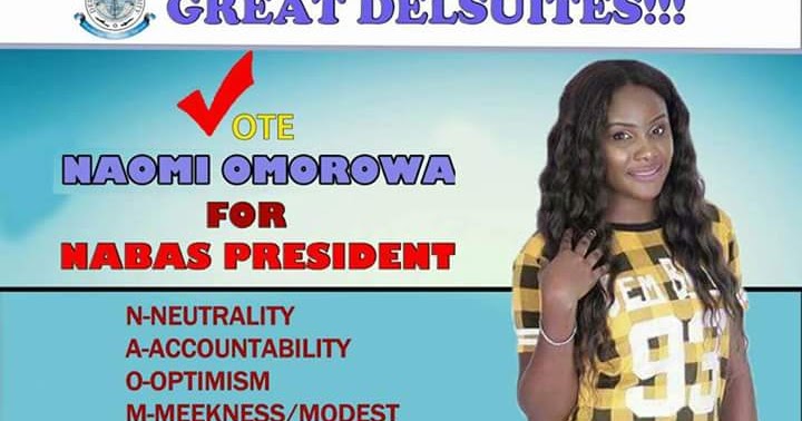 NAOMI OMOROWA FLAG UP FOR NABAS PRESIDENT (DELSU)