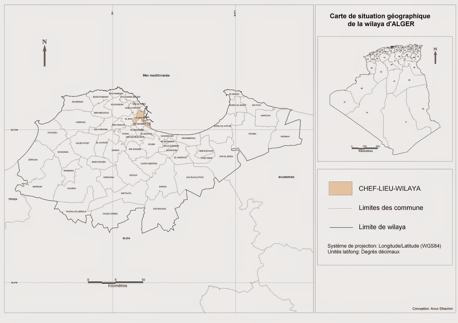 Découpage administratif de l'Algérie & Monographie: Carte de situation ...