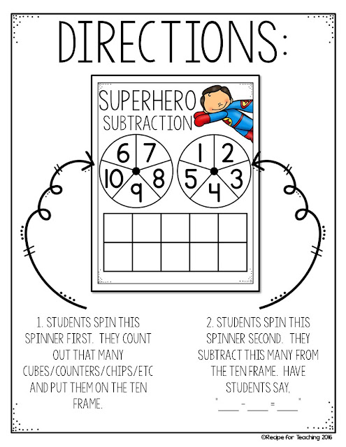 Superhero Day Subtraction - Recipe for Teaching