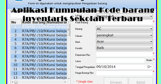 Aplikasi Kumpulan Kode Barang Inventaris Sekolah Terbaru - Guru Guru SD