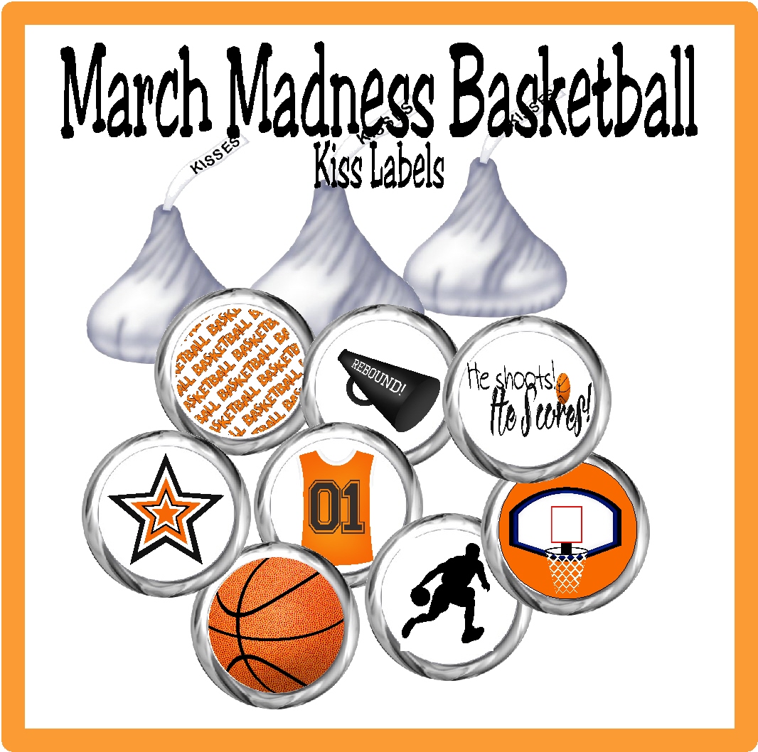 DIY Party Mom: March Madness Basketball Kiss Labels