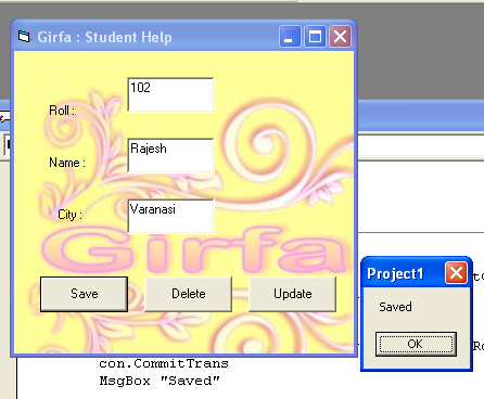 Girfa : Student Help: Database connectivity with MS Access in VB 6.0
