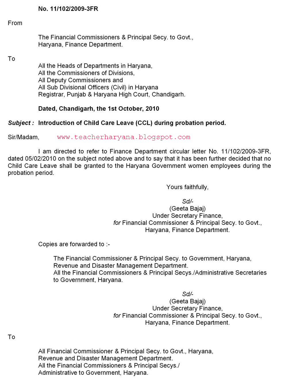 child care leave not allowed during probabtion period - Teacher Haryana ...