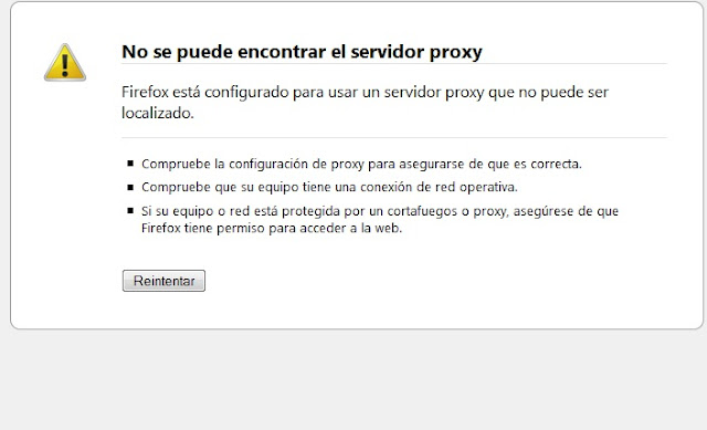 MENSAJES DE ERROR EN SISTEMAS: No se puede encontrar el servidor proxy