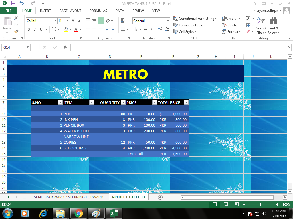 ICT Corner by BTSC: MS Excel - Student Projects