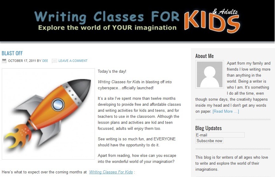 Kids' Book Review: Dee White's Writing Classes for Kids blasts off!