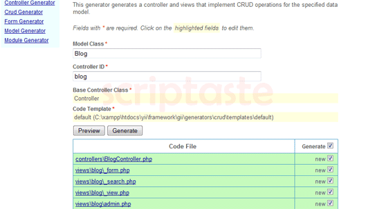 Gii CRUD Generator, Otomatisasi Pembuatan Model Yii dari Database ... Gii CRUD Generator, Otomatisasi Pembuatan Model Yii dari Database ...