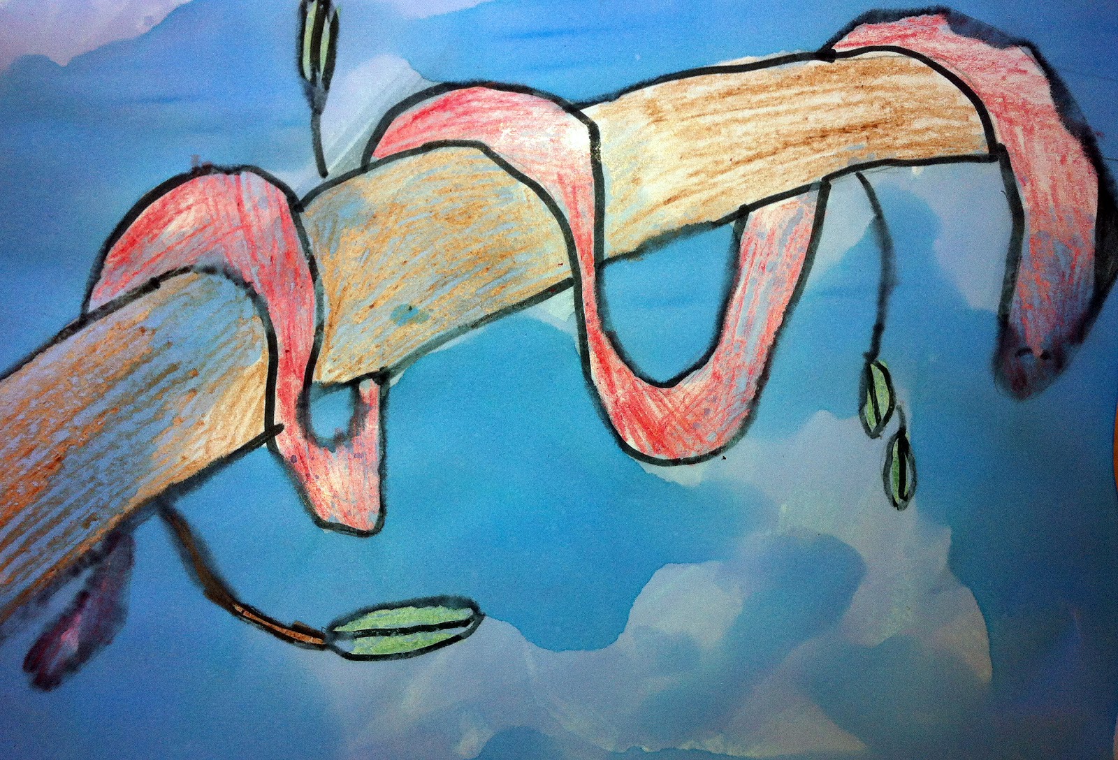 Sacred Heart art room: Snakes on a tree branch