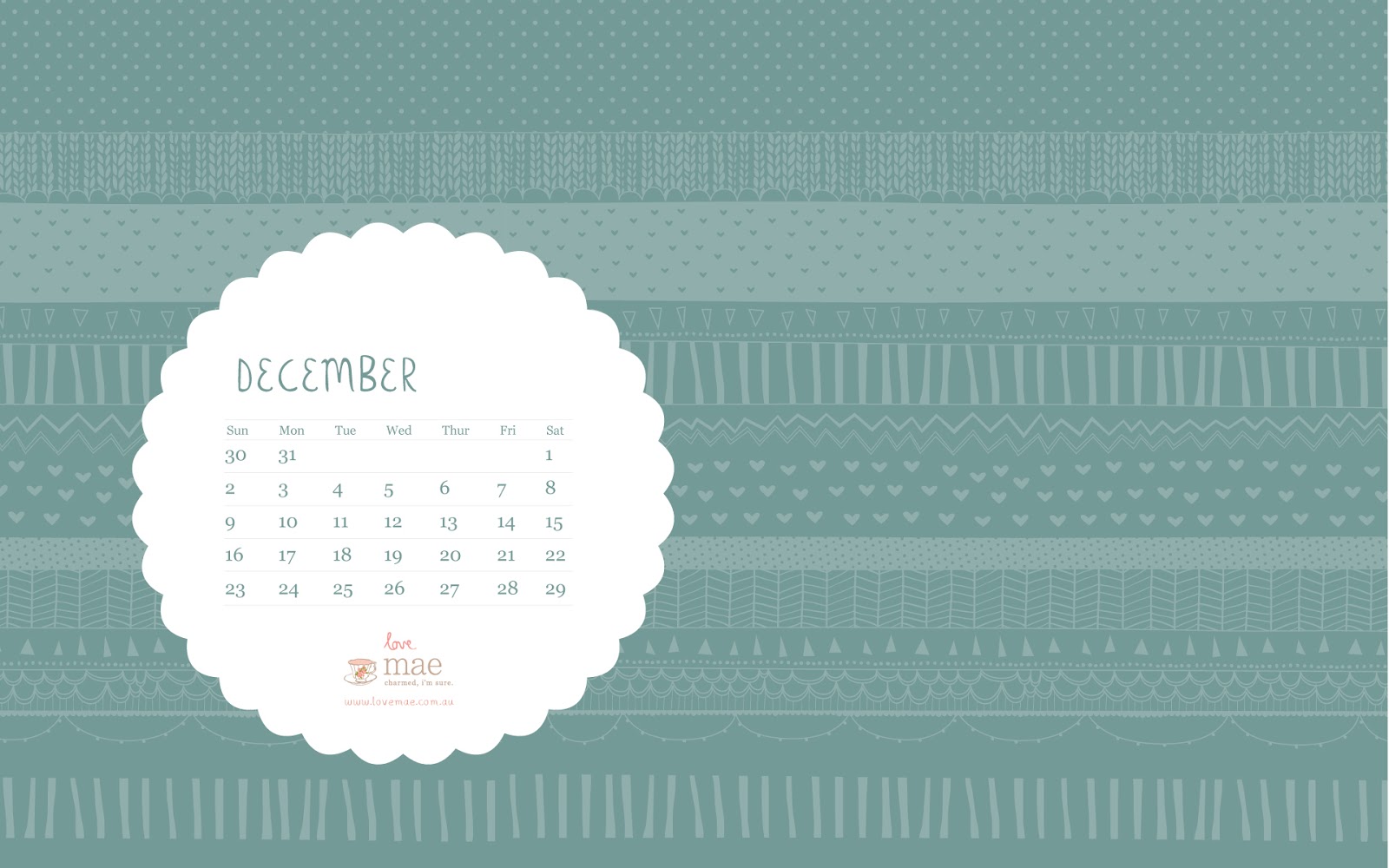 December 2012 Free Desktop Calendar | Love Mae Blog