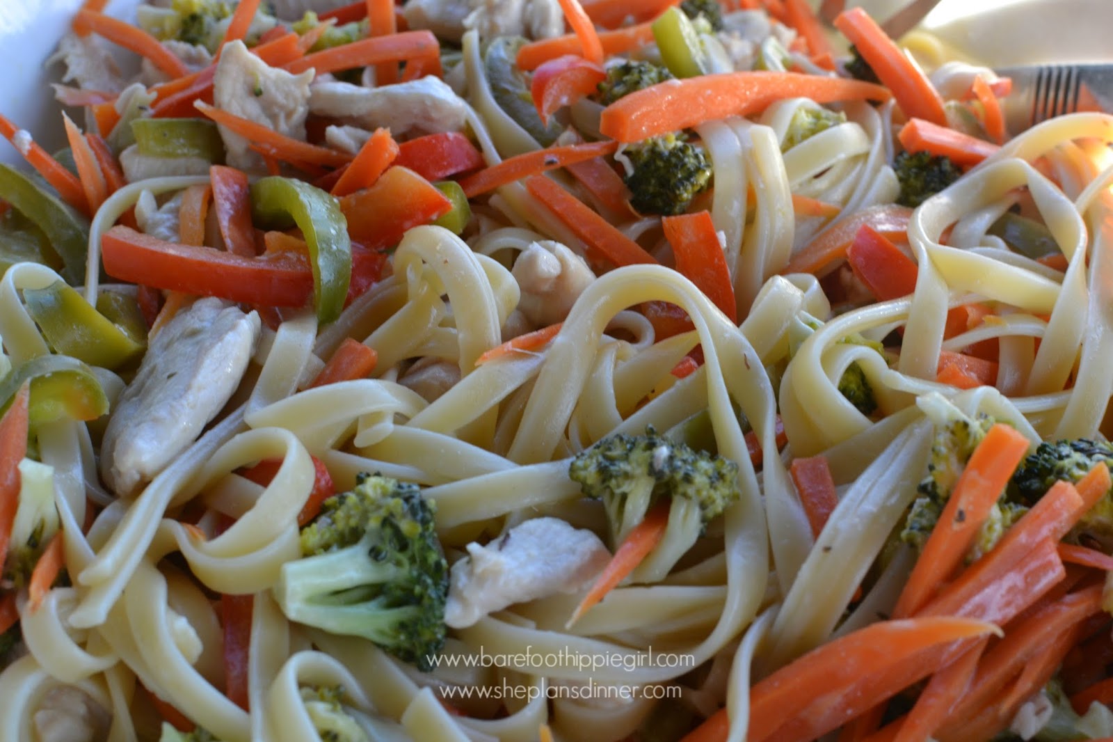 Barefoot Hippie Girl: Colorful Chicken Fettuccine & Bullet Points