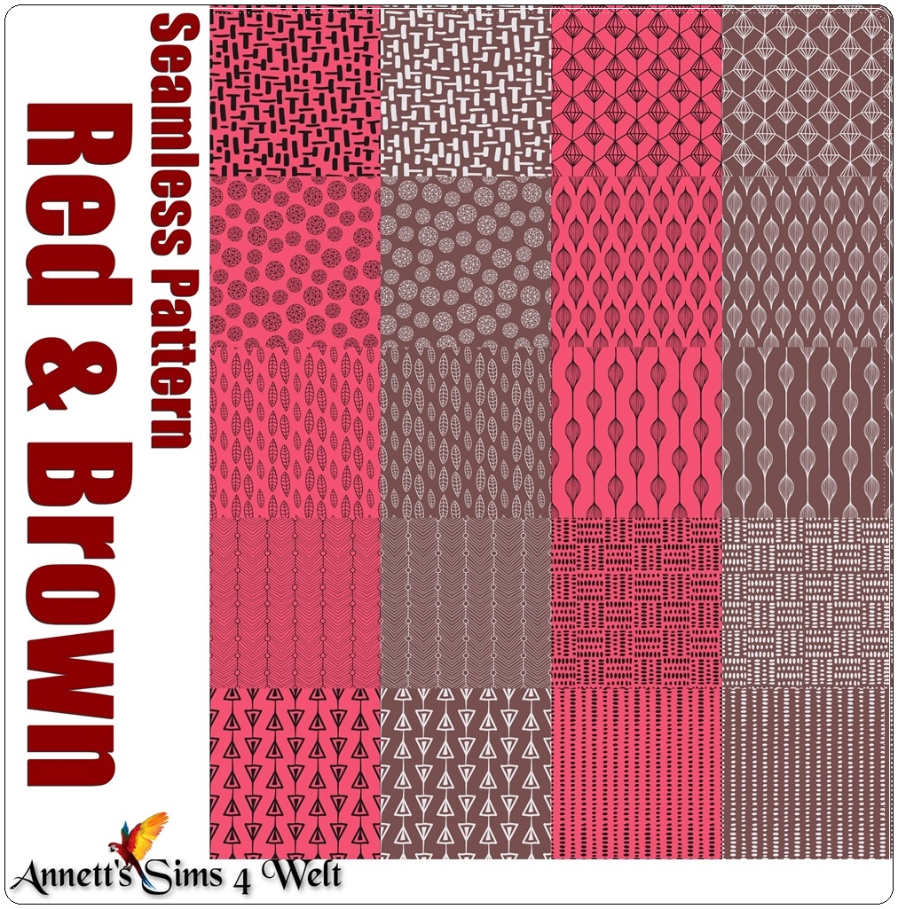 Annett's Sims 4 Welt: Seamless Pattern "Red & Brown"