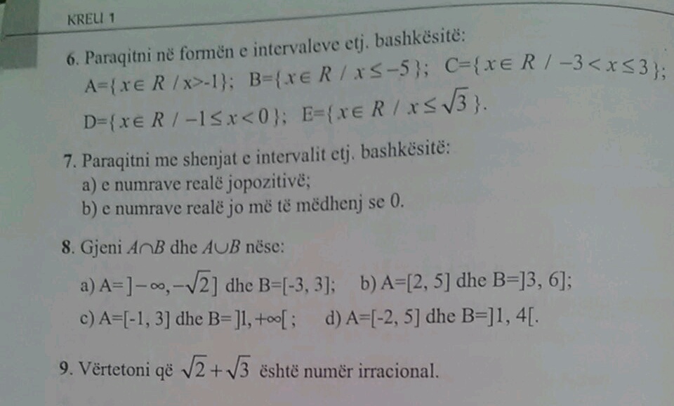 Ushtrime te Matematikes.: Nga bashkesite.