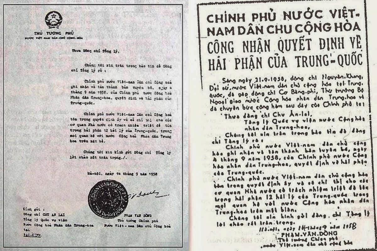 1958 Diplomatic note from Pham Van Dong to Zhou Enlai - Dân Làm Báo
