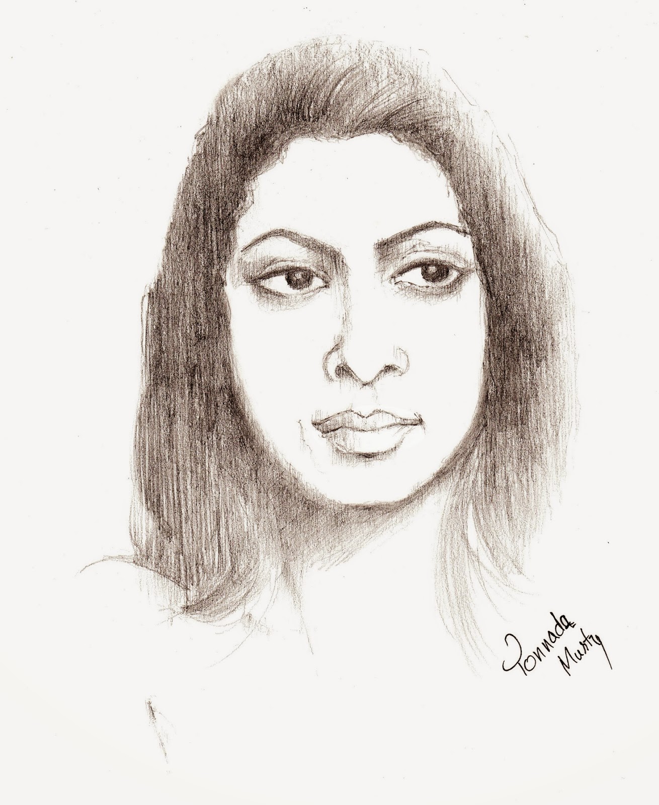 Sketches and Drawings : Pencil sketch - Vertical face with straight lines.