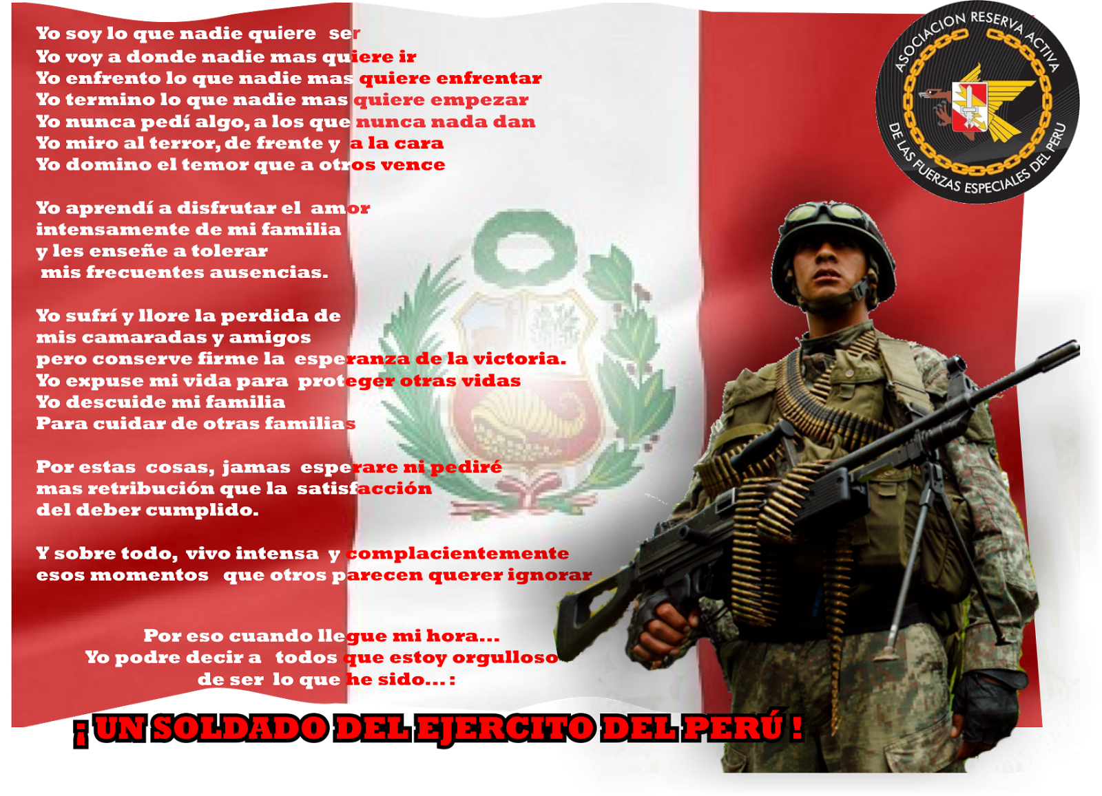RESERVA ACTIVA: FELIZ DÍA SOLDADO DEL EJERCITO PERUANO........ ¡¡ LO ...