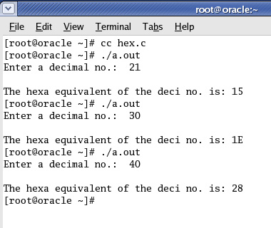 Program in C to convert a decimal number to Hexamdecimal(HEX): Program ...