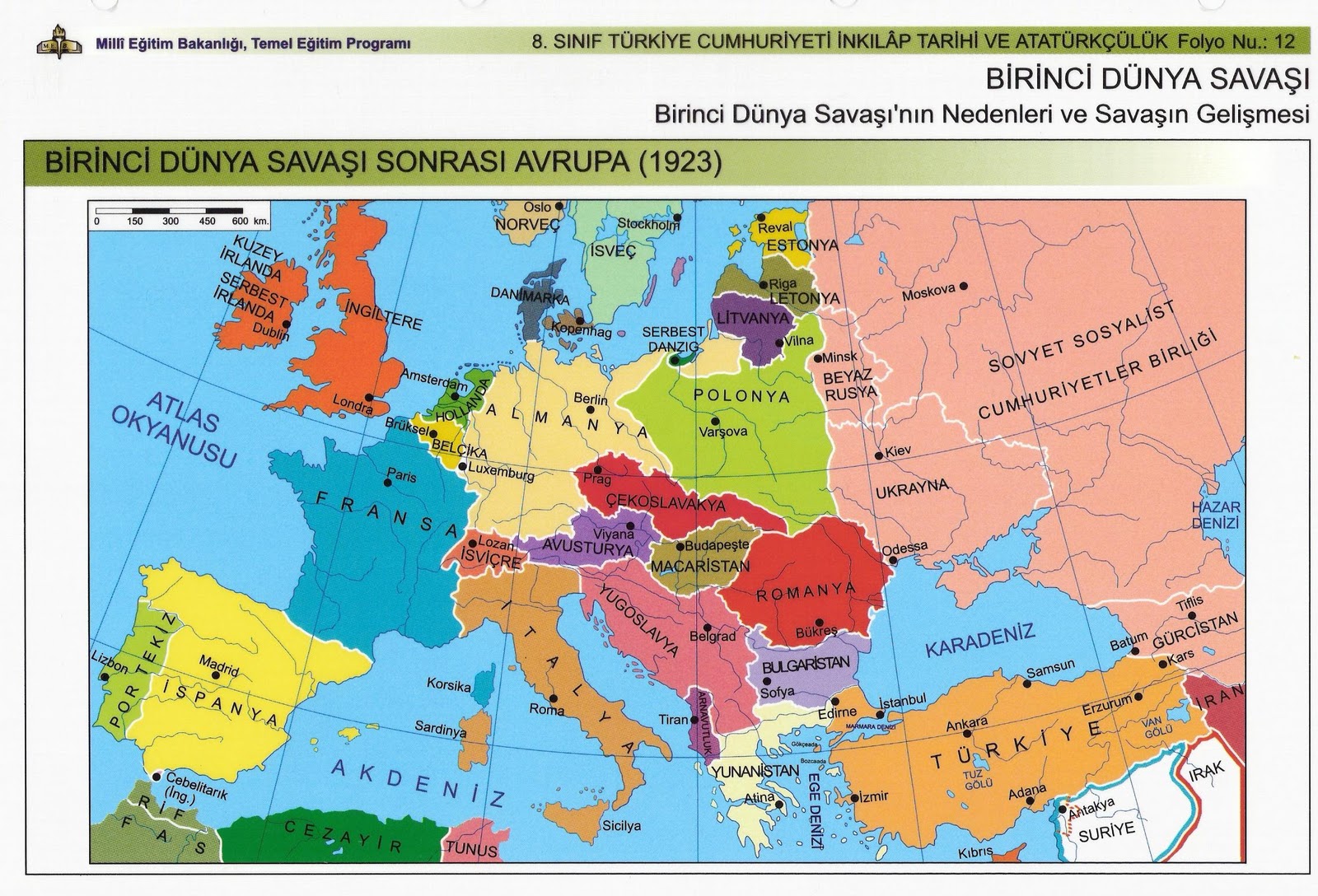 Birinci Dunya Savasi Sonrasi Avrupa Haritasi - Ders Kitabı Cevapları