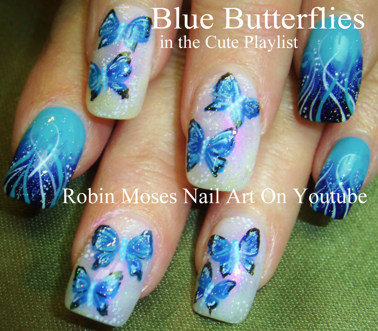 Nail Art by Robin Moses: Skulls and Butterflies up today! "skull nails ...