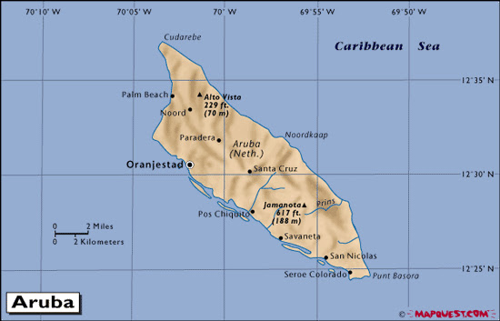 ARUBA - GEOGRAPHICAL MAPS OF ARUBA