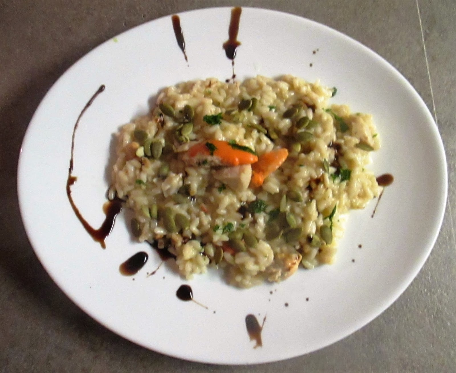 RISOTTO WITH SCALLOPS, KING PRAWNS AND FRESH GINGER AND SUNFLOWER SEEDS ...