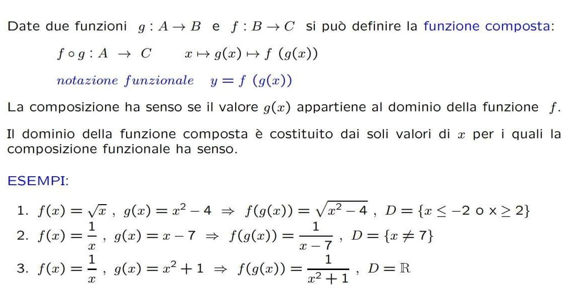 L' analisi matematica e le sue applicazioni.: COMPOSIZIONE FUNZIONI.