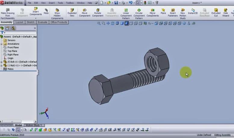 How to make a simple Modeling Simulation Solidworks Bolt and Nut ...