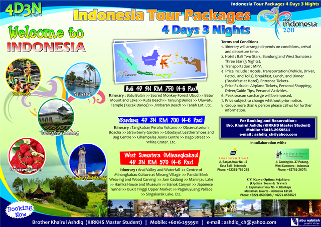 dalam sujudku: Brosur Indonesia Tour Packages 4 Days 3 Night