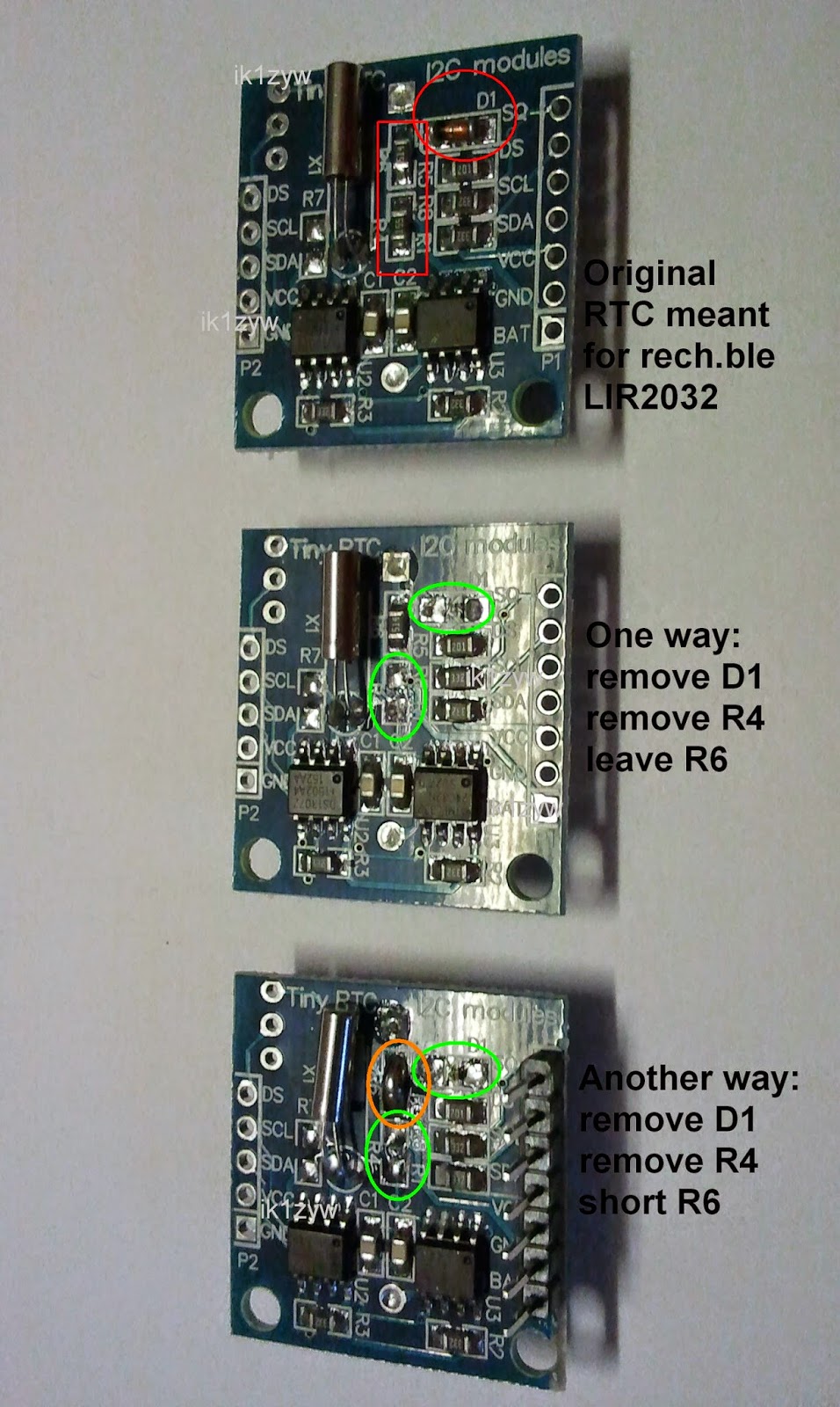 Ik1zyw Labs Modding Rtc Ds1307 For Non Rechargable Battery