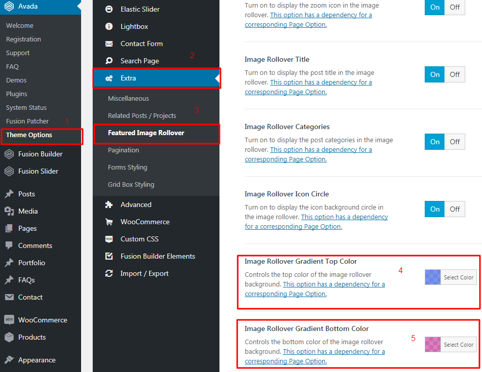 How to change featured image rollover gradient effect in Wordpress Avada theme for woocommerce ...