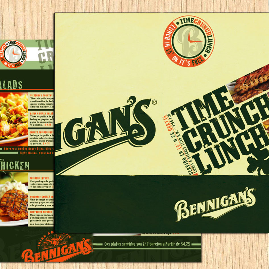 Menú Time Crunch Lunch, Bennigan´s - Walter Latté - Creatividad ...