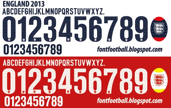 FONT FOOTBALL: Font Vector England 2013 kit