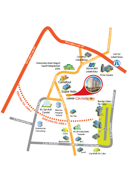 Ciputat Resort Apartemen: Peta Lokasi