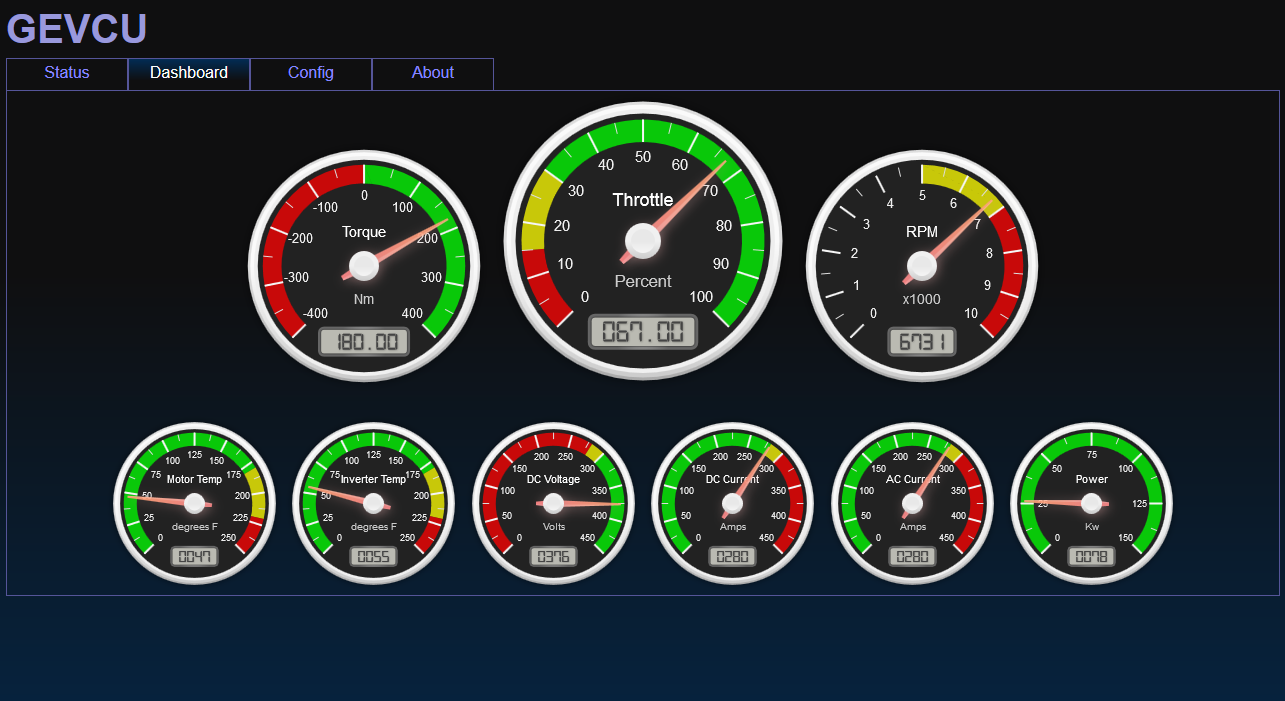 Volvo S80 EV Conversion: GEVCU Dashboard redesign