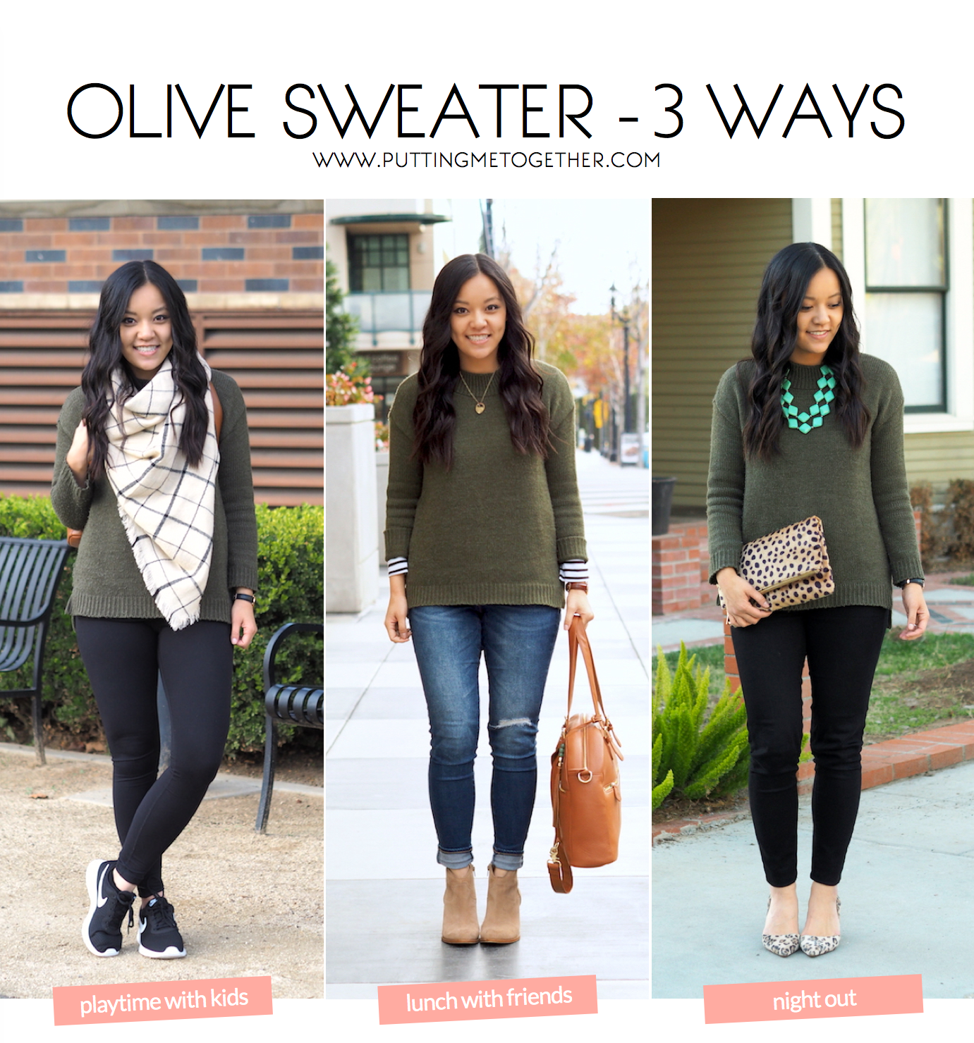 How to Wear an Olive Sweater 3 Ways + 5 Inexpensive Olive Sweater ...