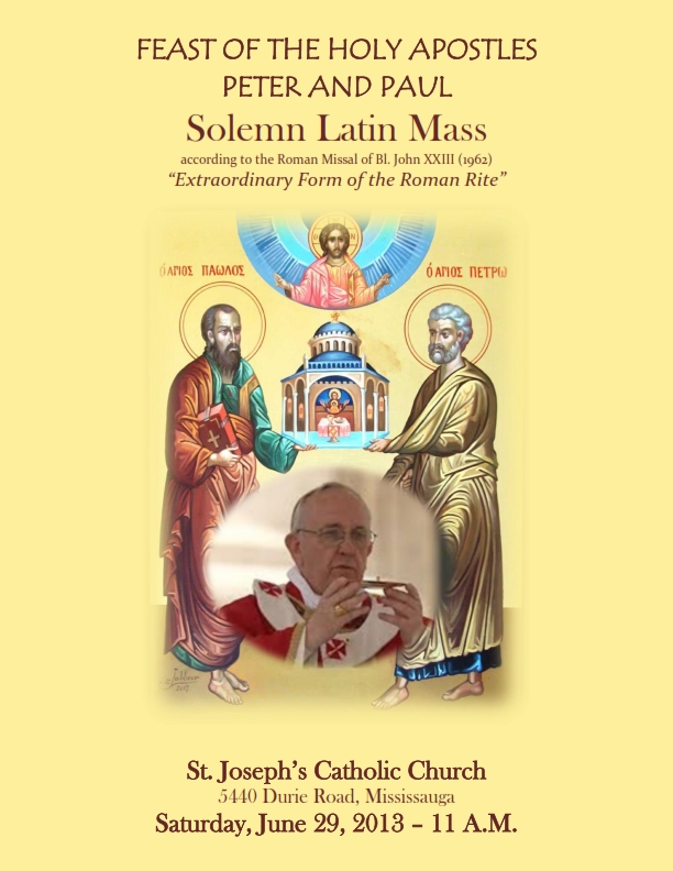 TORONTO CATHOLIC WITNESS: Solemn Latin Mass for the Feast of Sts. Peter ...