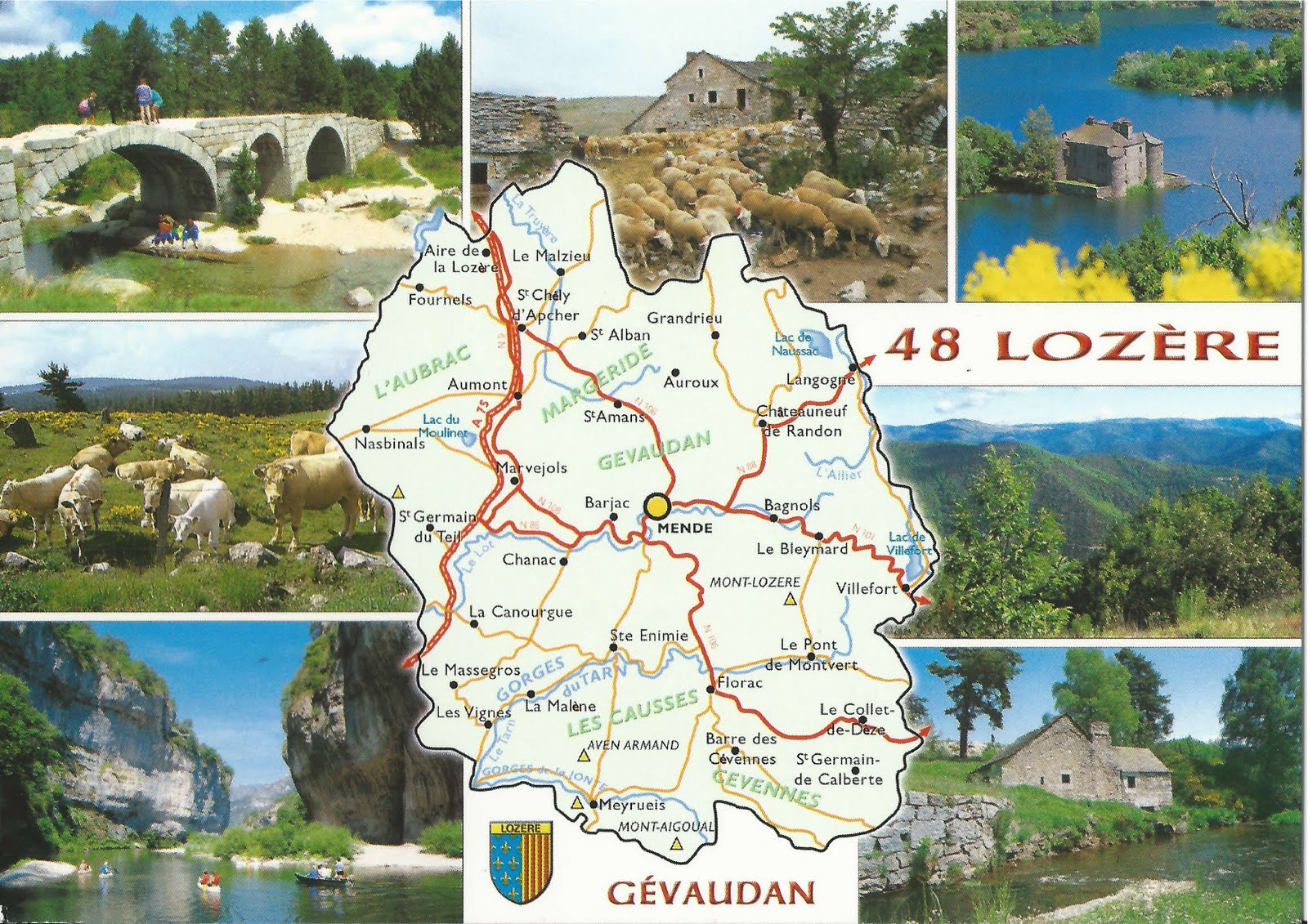 A Journey of Postcards: Map card from Lozere, France