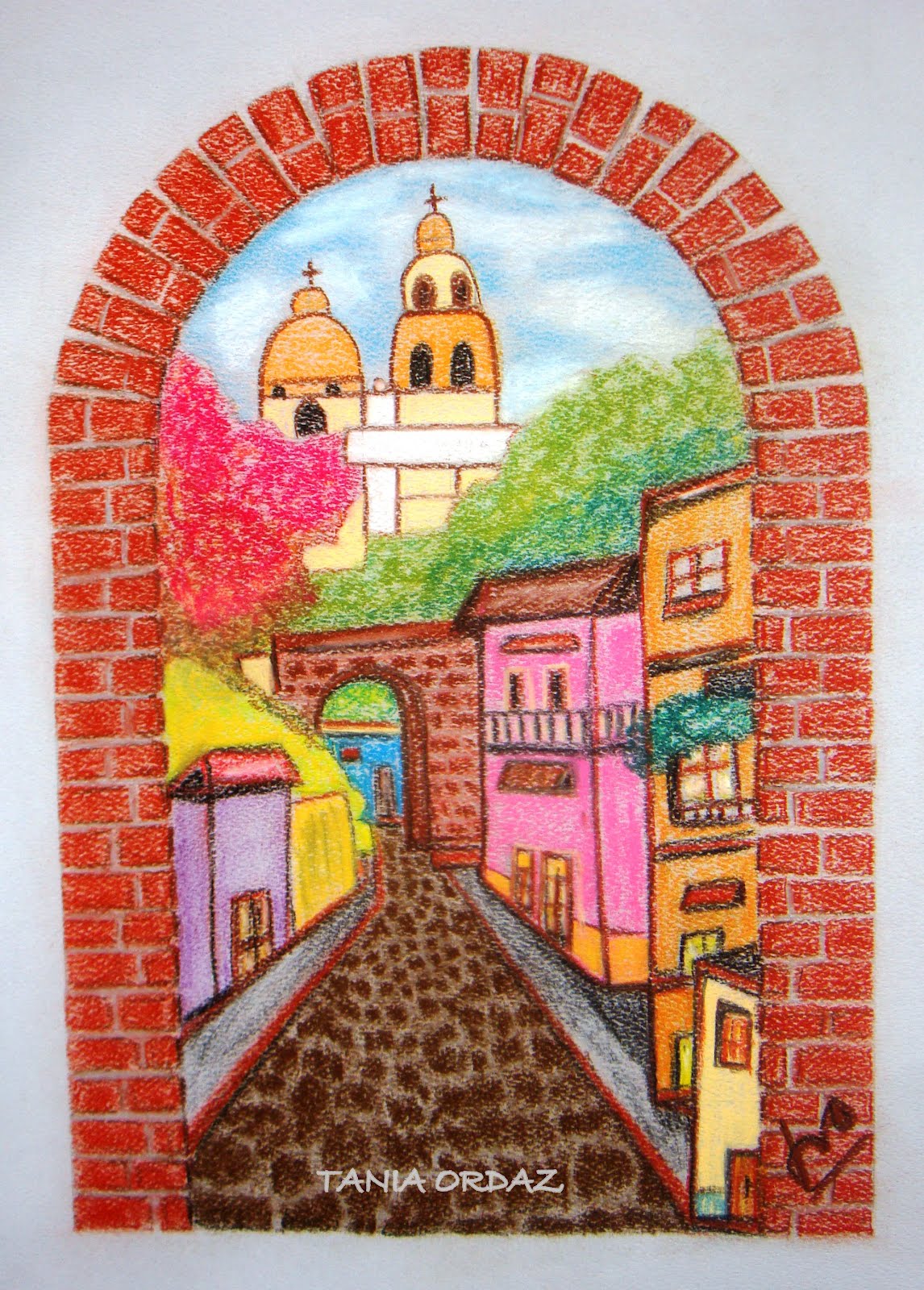 Pinturas de Tania Ordaz: Paisaje Colonial