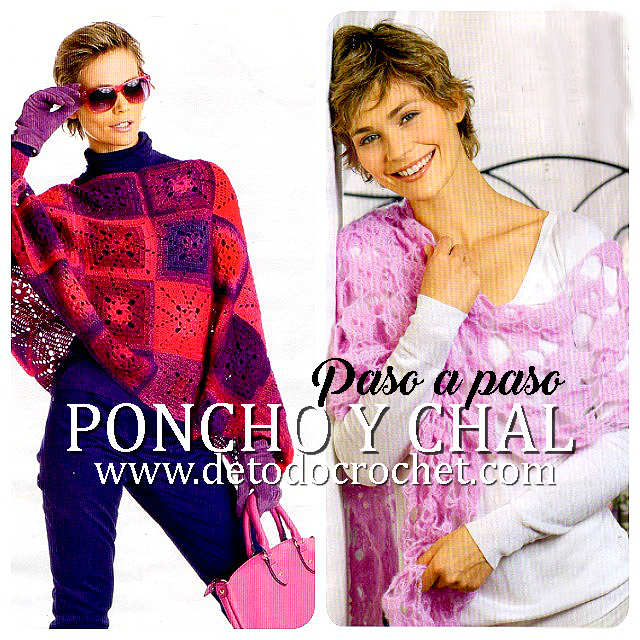 Chal y Poncho Crochet con estilo / paso a paso Chal y Poncho Crochet con estilo / paso a paso