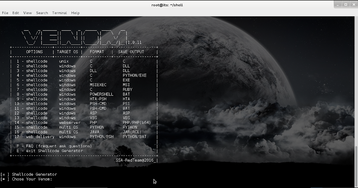 Venom 1.0.11 - Automatic Shellcode Generator ~ HackinGuyz