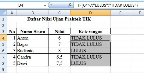 Kreativitas Busana: Fungsi IF pada Microsoft Excel